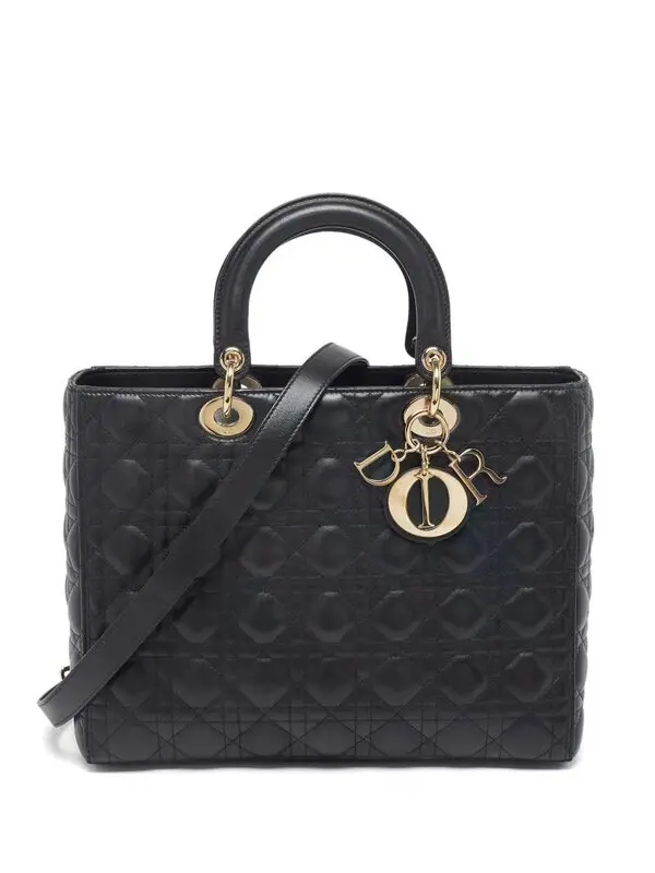 Dior Lady Cannage Tote Bag - Black