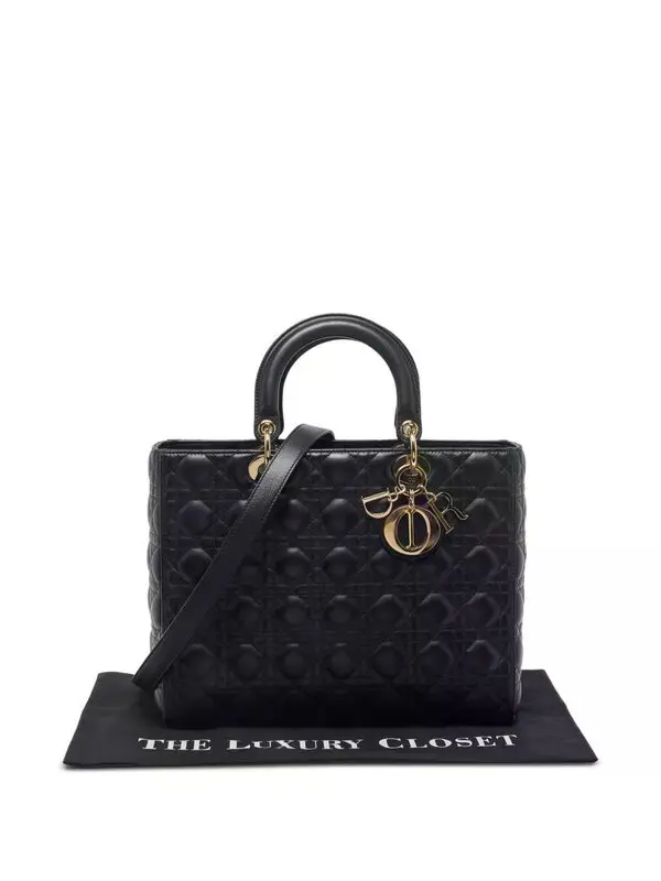 Dior Lady Cannage Tote Bag - Black