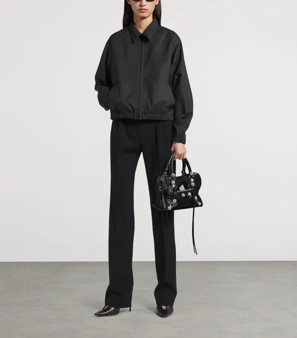 Balenciaga Small Embellished Leather Top-handle Bag - Black