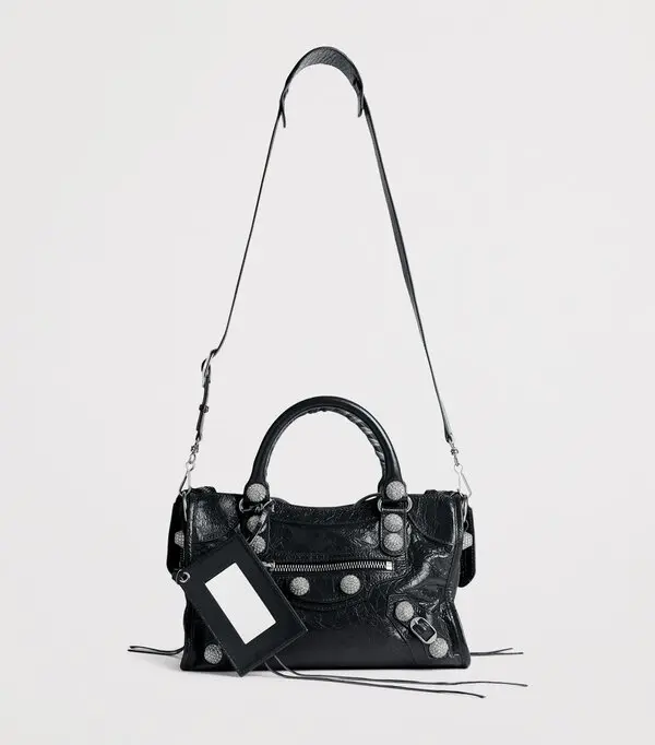 Balenciaga Small Embellished Leather Top-handle Bag - Black