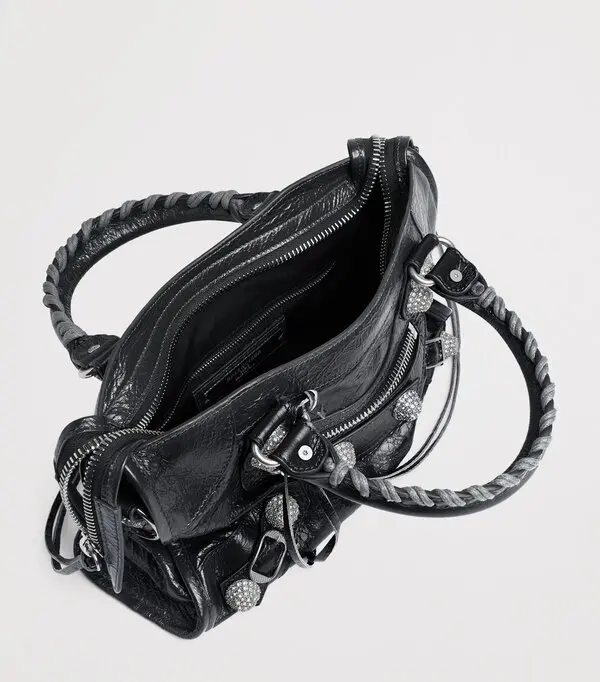 Balenciaga Small Embellished Leather Top-handle Bag - Black