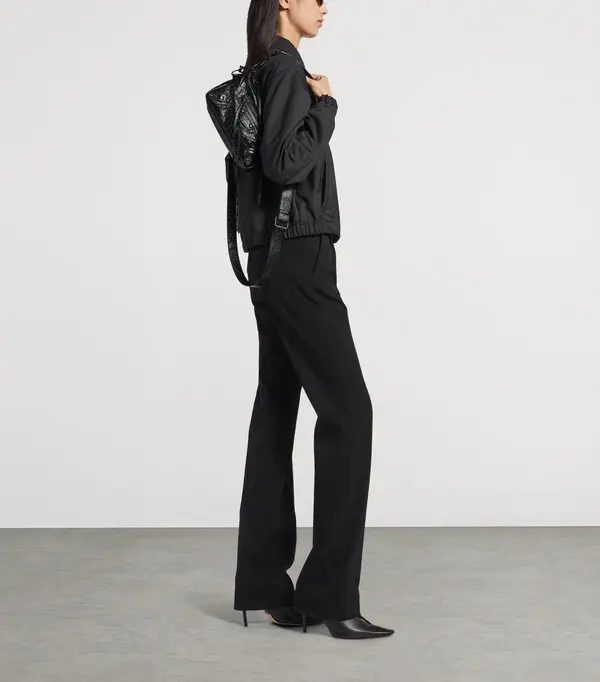 Balenciaga Mini Lambskin Le City Moto Shoulder Bag - Black