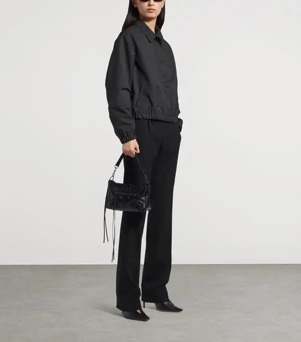 Balenciaga Mini Lambskin Le City Moto Shoulder Bag - Black