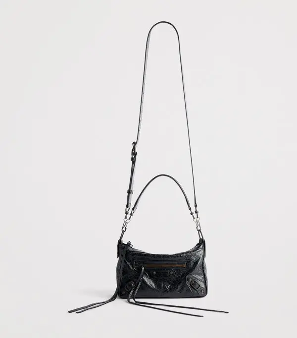 Balenciaga Mini Lambskin Le City Moto Shoulder Bag - Black