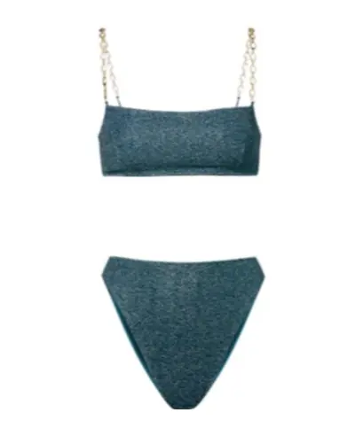 Oseree Lumière O Chain Lamé Bikini
