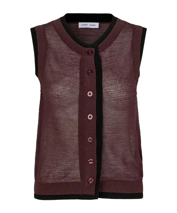 SAMSOE SAMSOE Sleeveless Button-up Knit Vest - Red
