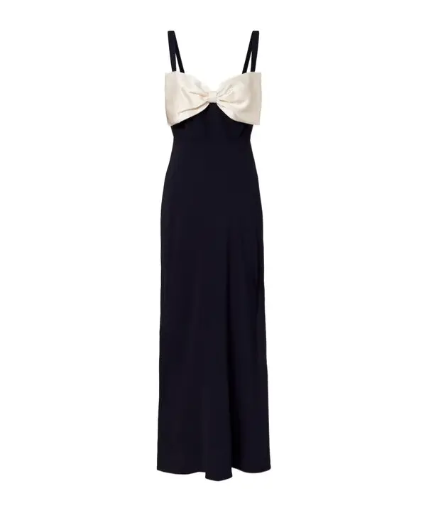 Rixo Bow-detail Satin Midi Dress