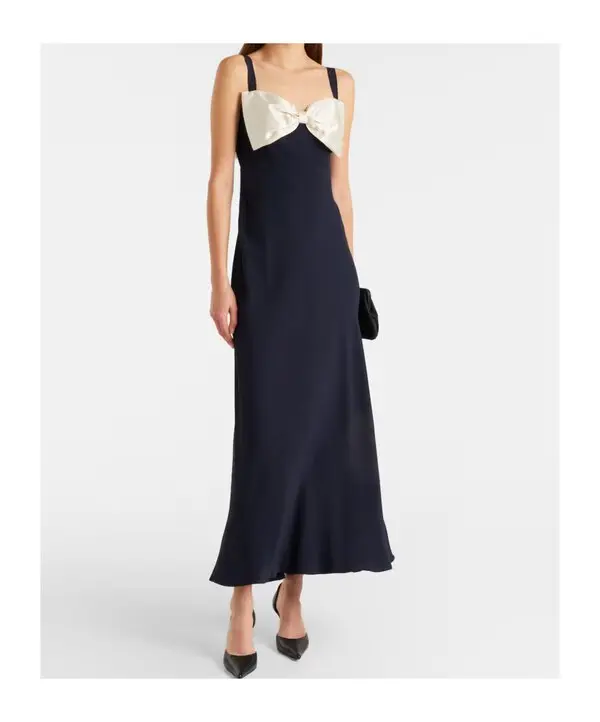 Rixo Bow-detail Satin Midi Dress
