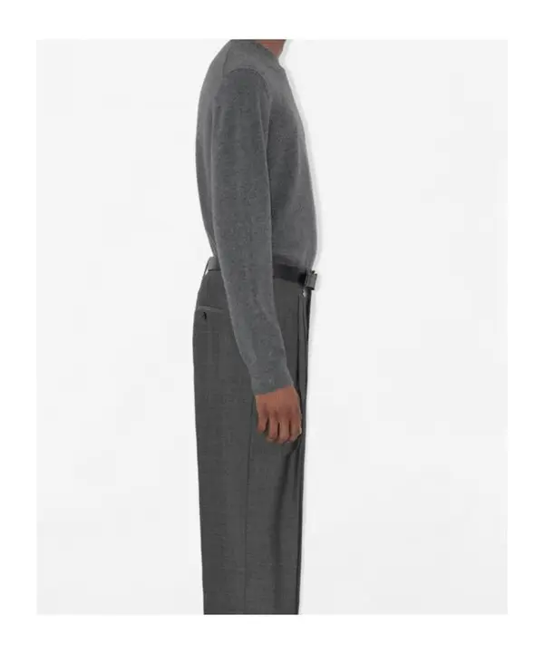Burberry Cashmere Blend Sweater With Embroidered Equestrian Knight Design - Grey