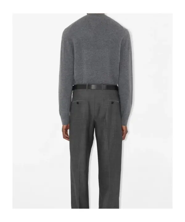 Burberry Cashmere Blend Sweater With Embroidered Equestrian Knight Design - Grey