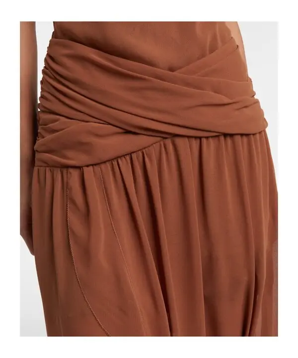 JACQUES WEI Draped Ruffled Maxi Dress