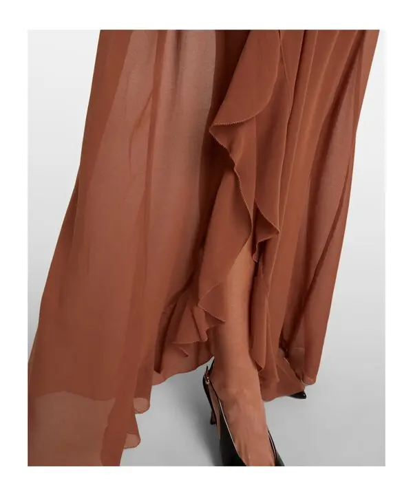 JACQUES WEI Draped Ruffled Maxi Dress