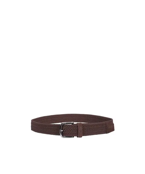 Hugo Boss Woven Belt With Leather Trims