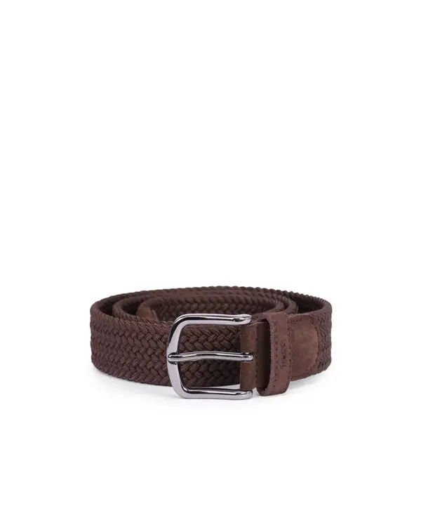 Hugo Boss Woven Belt With Leather Trims