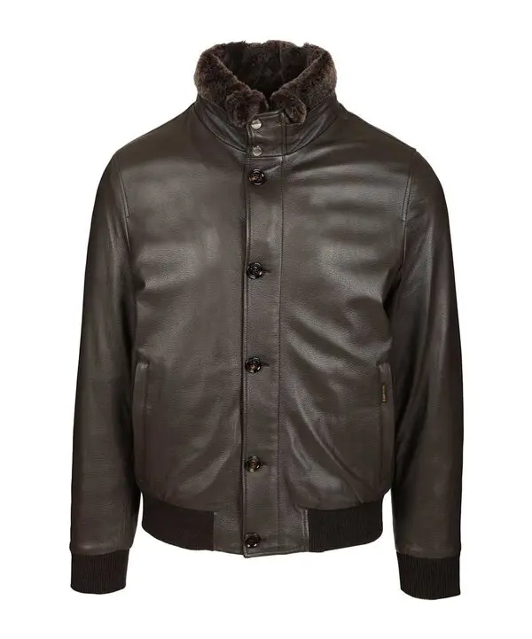 MOORER Cleros Padded Bomber Jacket - Brown