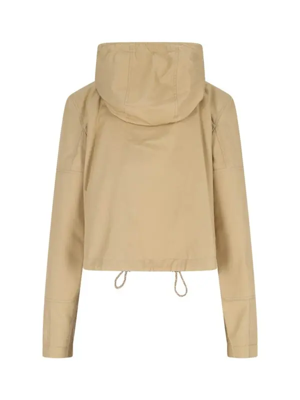 Burberry Hooded Short Gabardine Parka - Flax