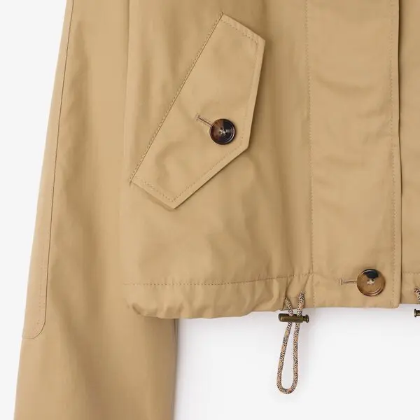 Burberry Hooded Short Gabardine Parka - Flax