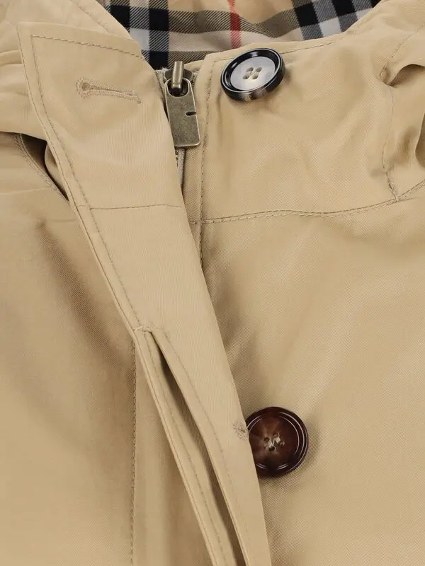 Burberry Hooded Short Gabardine Parka - Flax