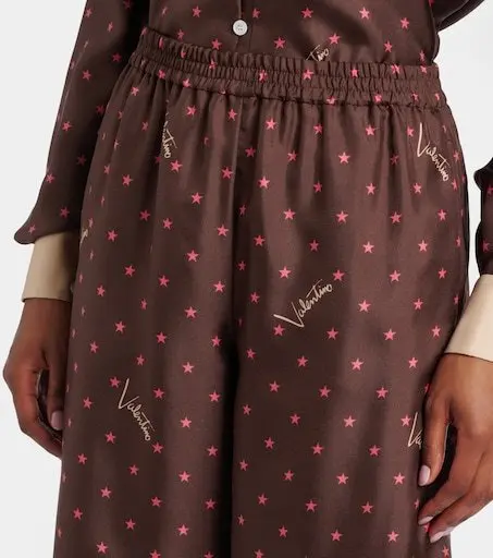 Valentino Garavani Printed Silk Twill Palazzo Pants