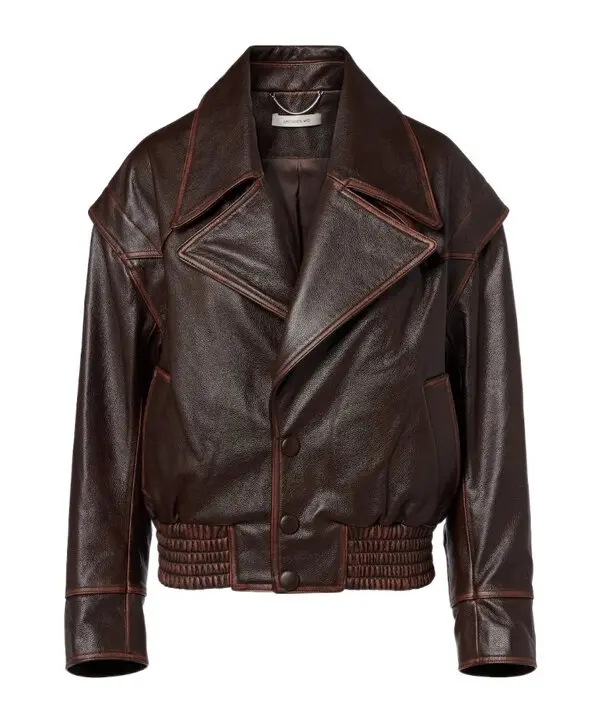 JACQUES WEI Leather Biker Jacket - Brown