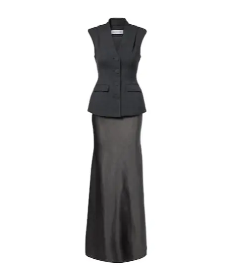 SELF-PORTRAIT Peplum Satin Gown - Black