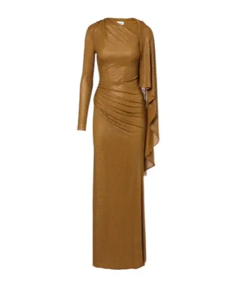 SELF-PORTRAIT Draped Embellished Mesh Gown