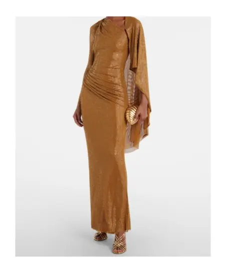 SELF-PORTRAIT Draped Embellished Mesh Gown
