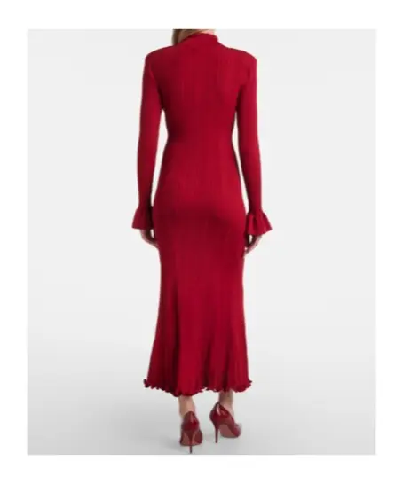 SELF-PORTRAIT Beaded Ribbed-knit Midi Dress