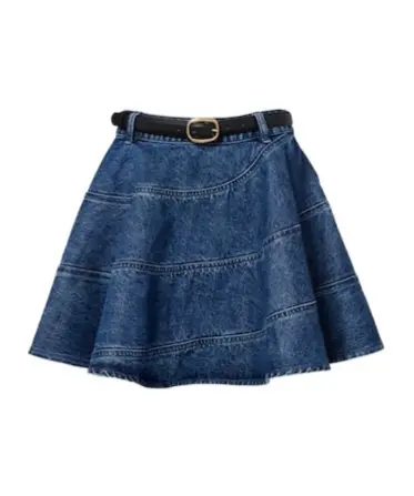 SELF-PORTRAIT Belted Denim Miniskirt