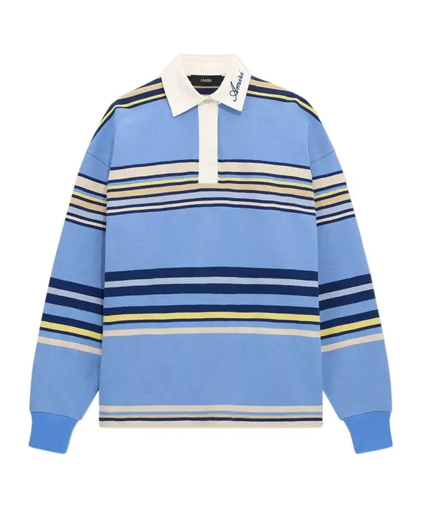 Amiri Long-sleeved Striped Polo Shirt - Blue