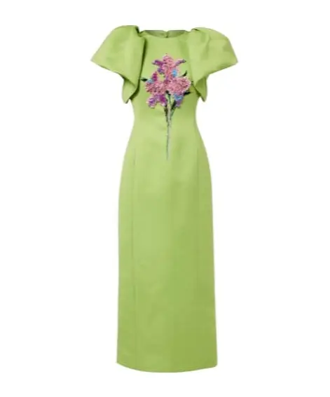 LEO Lin Lucinda Sequin Embellished Floral Crêpe Satin Maxi Dress - Green