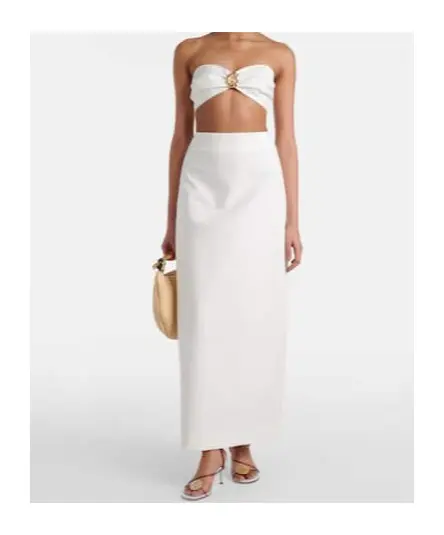 ADRIANA DEGREAS Embellished Cotton-blend Bandeau Top