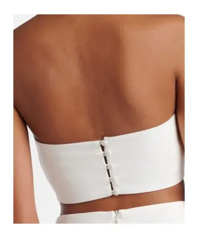 ADRIANA DEGREAS Embellished Cotton-blend Bandeau Top