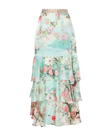 Camilla Ruffled Tiered Silk Maxi Skirt - Multicolor