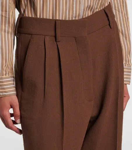 BLAZÉ MILANO High-rise Virgin Wool Crêpe Wide-leg Pants