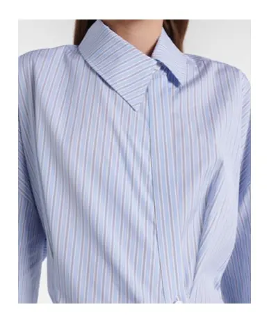 Attico Gathered Striped Cotton Shirt Dress