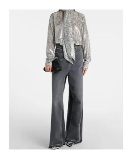 Stella McCartney Leopard-print Lamé Shirt With Scarf Detail