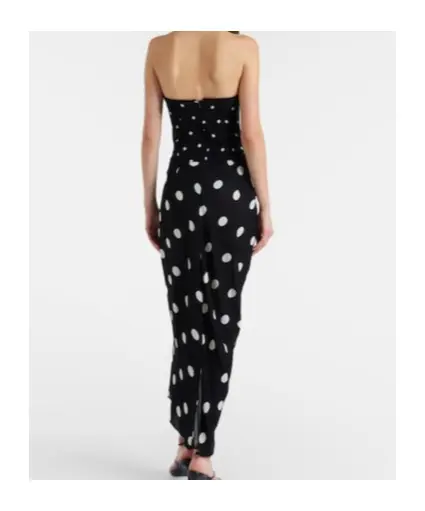 ADRIANA DEGREAS Polka Dot Draped Midi Dress