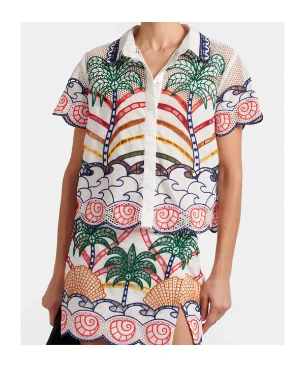 Farm Rio Broderie Anglaise Cotton Shirt