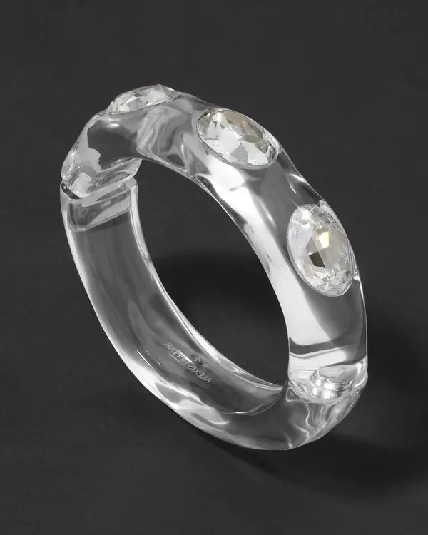 Alexis Bittar Bonbon Large Crystal Studded Lucite Hinge Bracelet - Clear