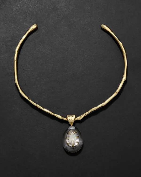 Alexis Bittar Molten Collar Necklace With Crystal Pendant - Clear
