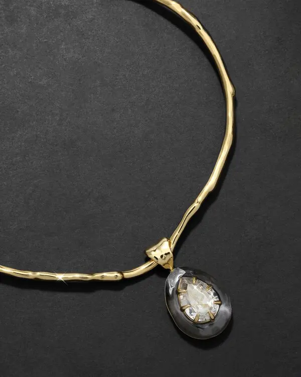 Alexis Bittar Molten Collar Necklace With Crystal Pendant - Clear