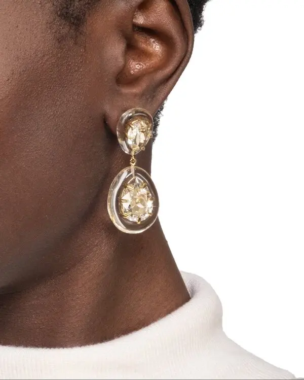 Alexis Bittar Bonbon Crystal Lucite Teardrop Post Earrings - Clear