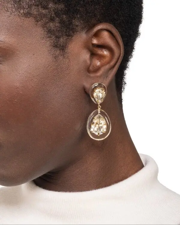 Alexis Bittar Bonbon Crystal Lucite Teardrop Post Earrings - Clear