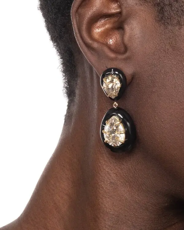 Alexis Bittar Bonbon Crystal Teardrop Post Earrings - Onyx