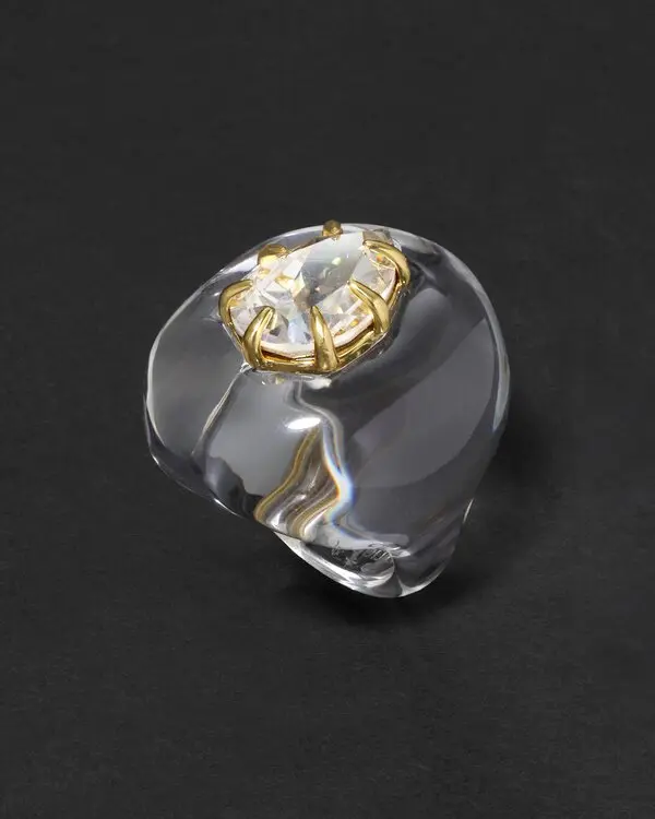 Alexis Bittar Bonbon Crystal Teardrop Lucite Ring - Clear