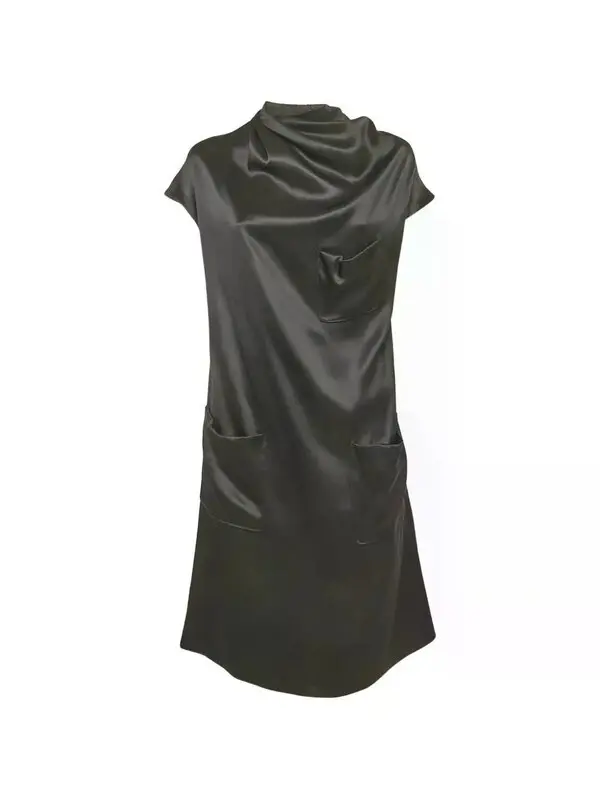 Bottega Veneta Silk Dress With Pocket Detail - Black