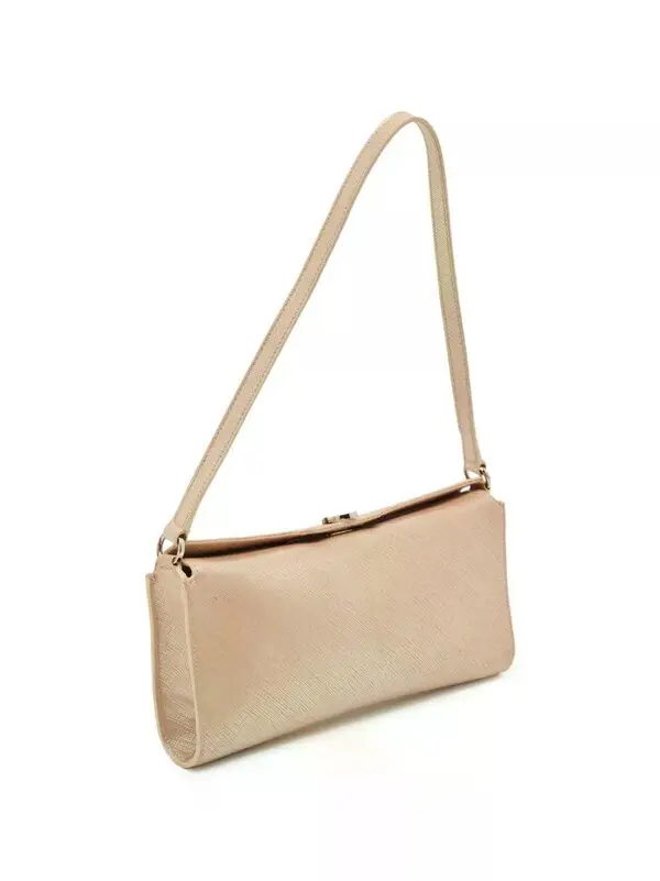 FERRAGAMO Gancini Saffiano Clutch Bag - Neutrals