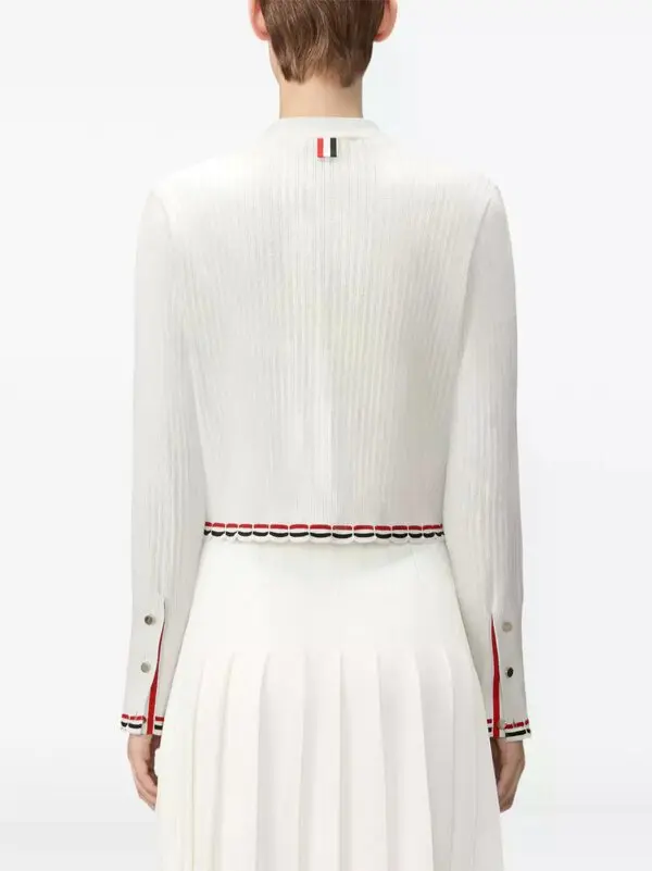 Thom Browne Pointelle Rib-stitch Cardigan - White