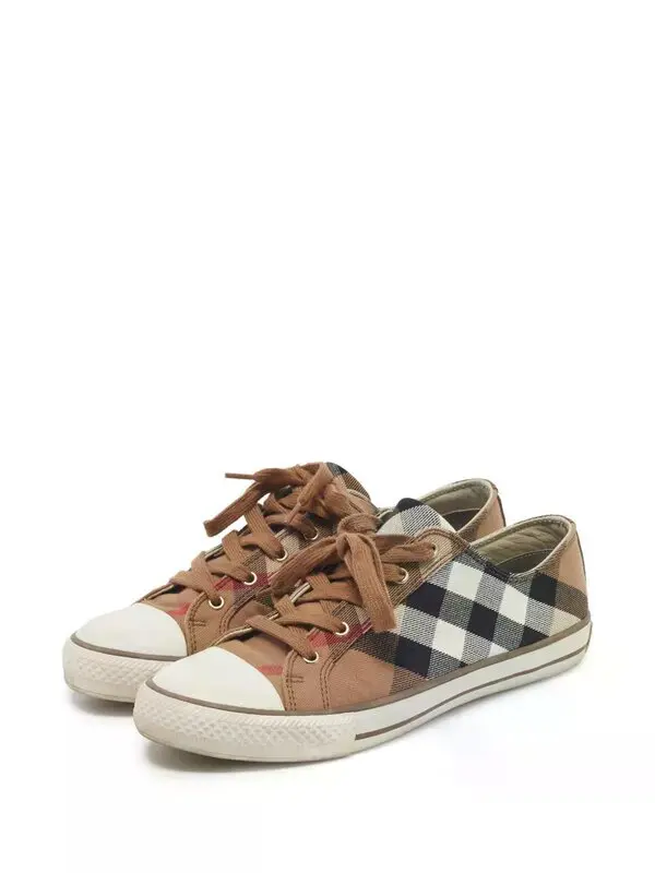 Burberry House Check Canvas And Leather Trim Sneakers